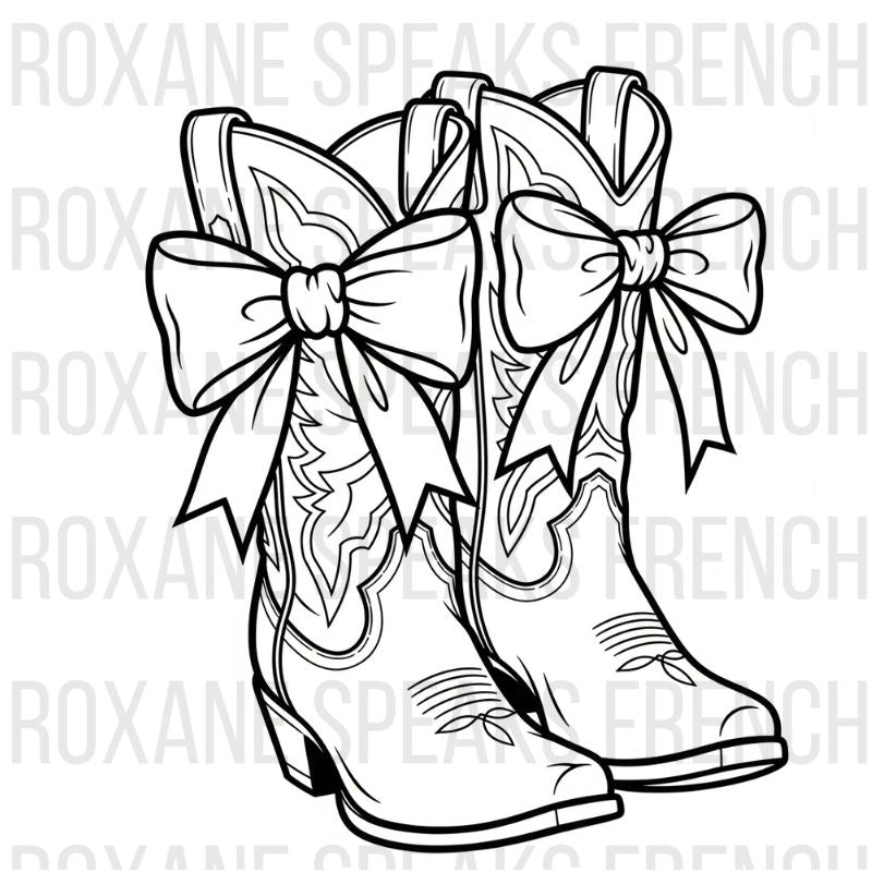 western boot coloring page