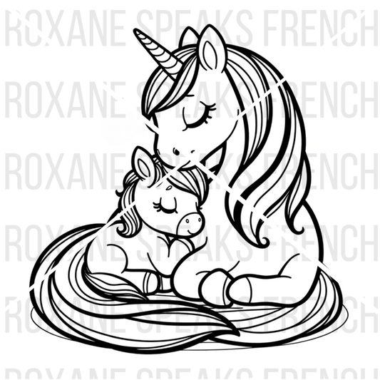 mom and baby unicorn coloring pages