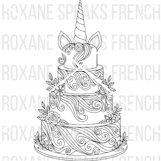 unicorn cake printable coloring pages