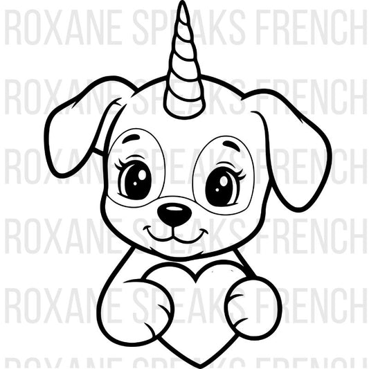coloring pages dog unicorn